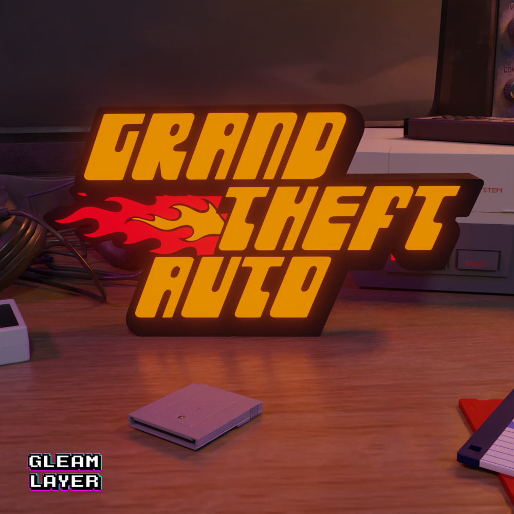 GTA Grand Theft Auto 1997 Logo Led Retro Gaming Light Sign – Gleam Layer
