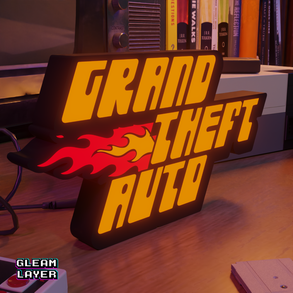 GTA Grand Theft Auto 1997 Logo Led Retro Gaming Light Sign – Gleam Layer