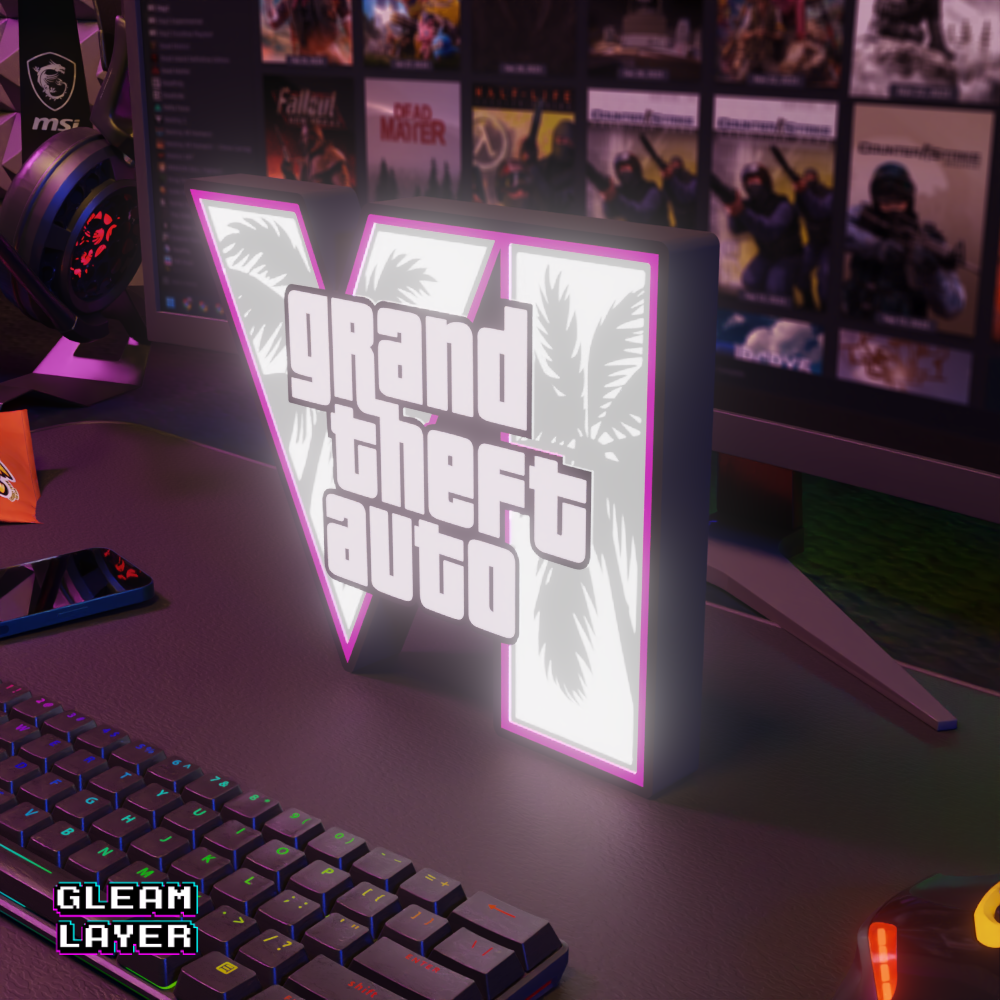 GTA VI Logo Grand Theft Auto 6 Led Gaming Light Sign – Gleam Layer