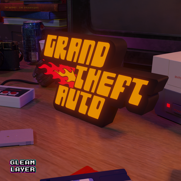 GTA Grand Theft Auto 1997 Logo Led Retro Gaming Light Sign – Gleam Layer