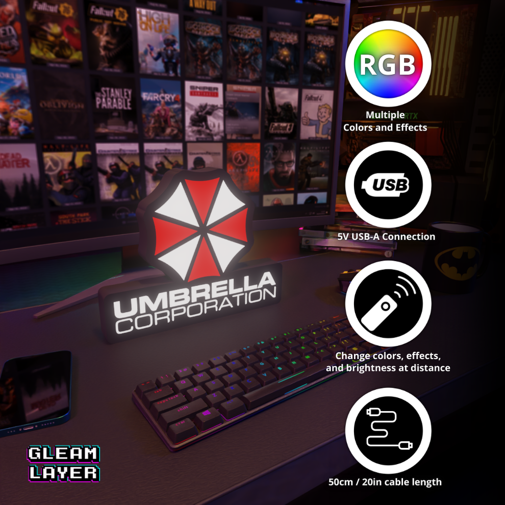 Umbrella Corporation Led Gaming Light Sign – Gleam Layer