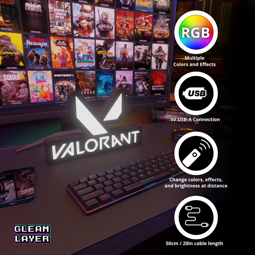 Valorant Led Gaming Lightbox Rgb Light Sign – Gleam Layer