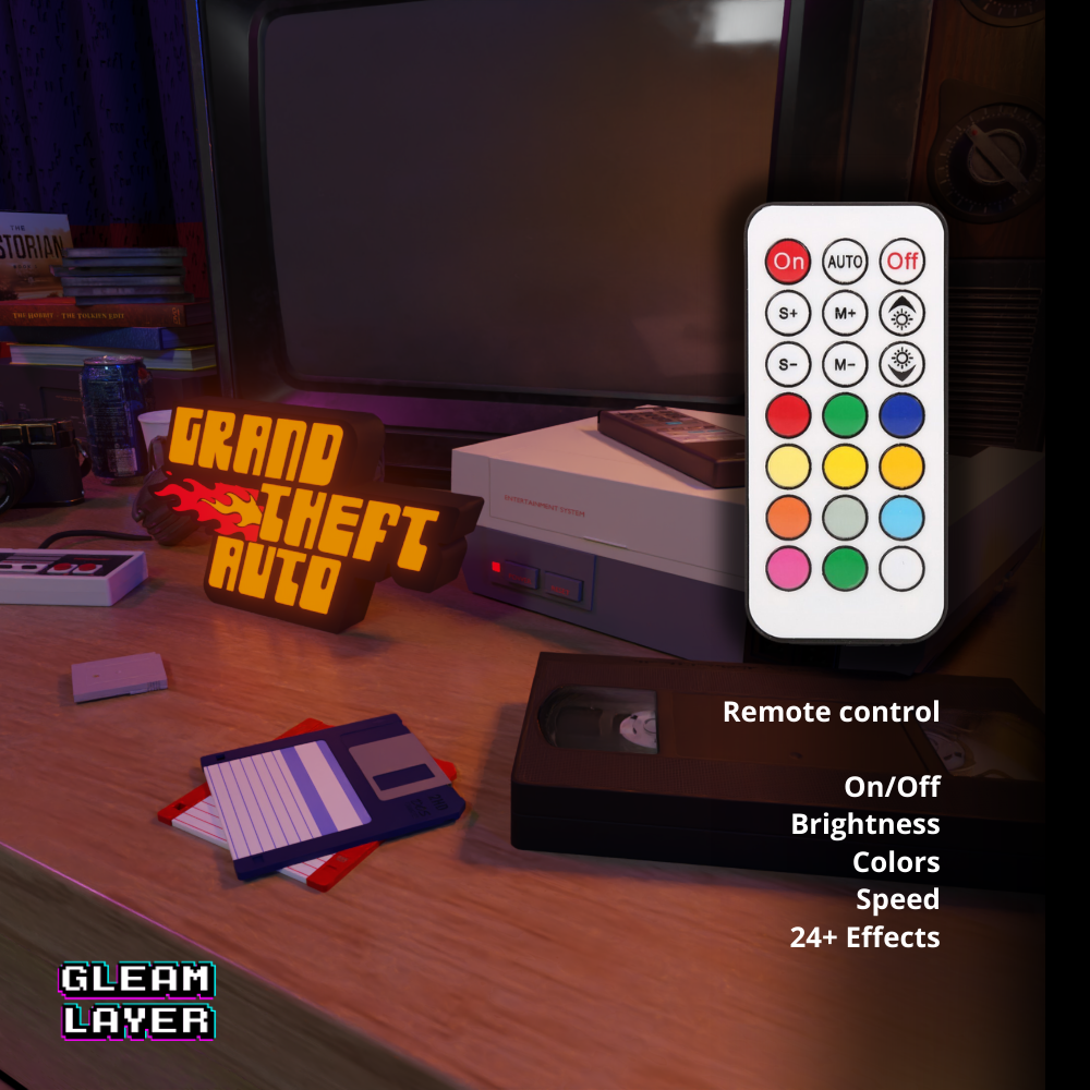 GTA Grand Theft Auto 1997 Logo Led Retro Gaming Light Sign – Gleam Layer