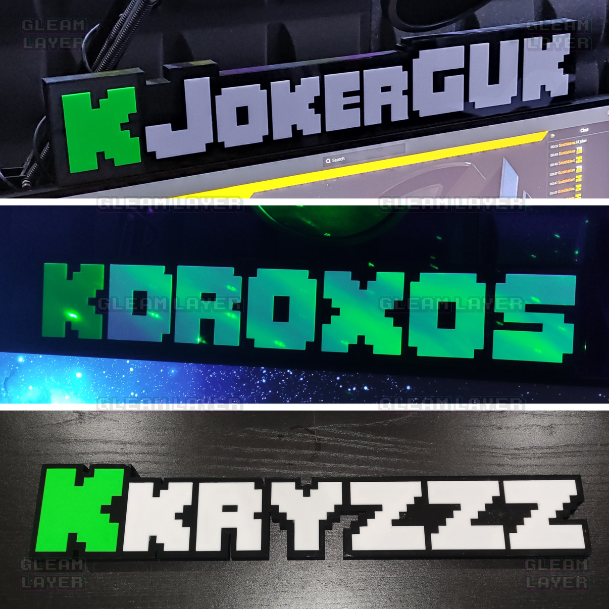 Custom KICK Name Tag Plaque for your Stream Setup – Gleam Layer